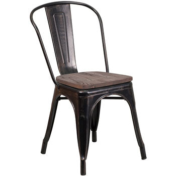 PHOENIX - BLACK-GOLD ANTIQUE METAL CHAIR / WOOD SEAT OPTION – Adria ...